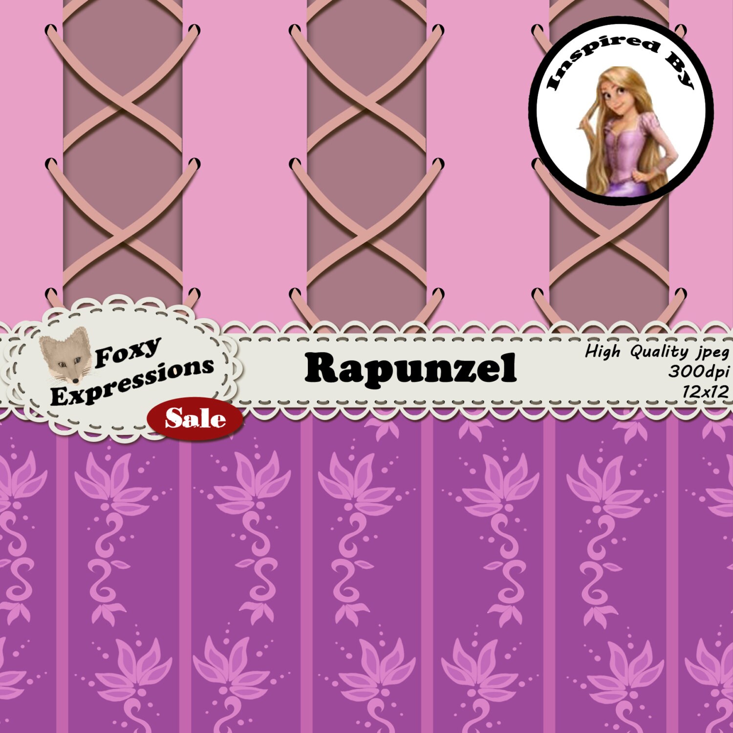 Rapunzel Digital Paper Pack Inspired by Tangled Comes in Dress - Etsy ...