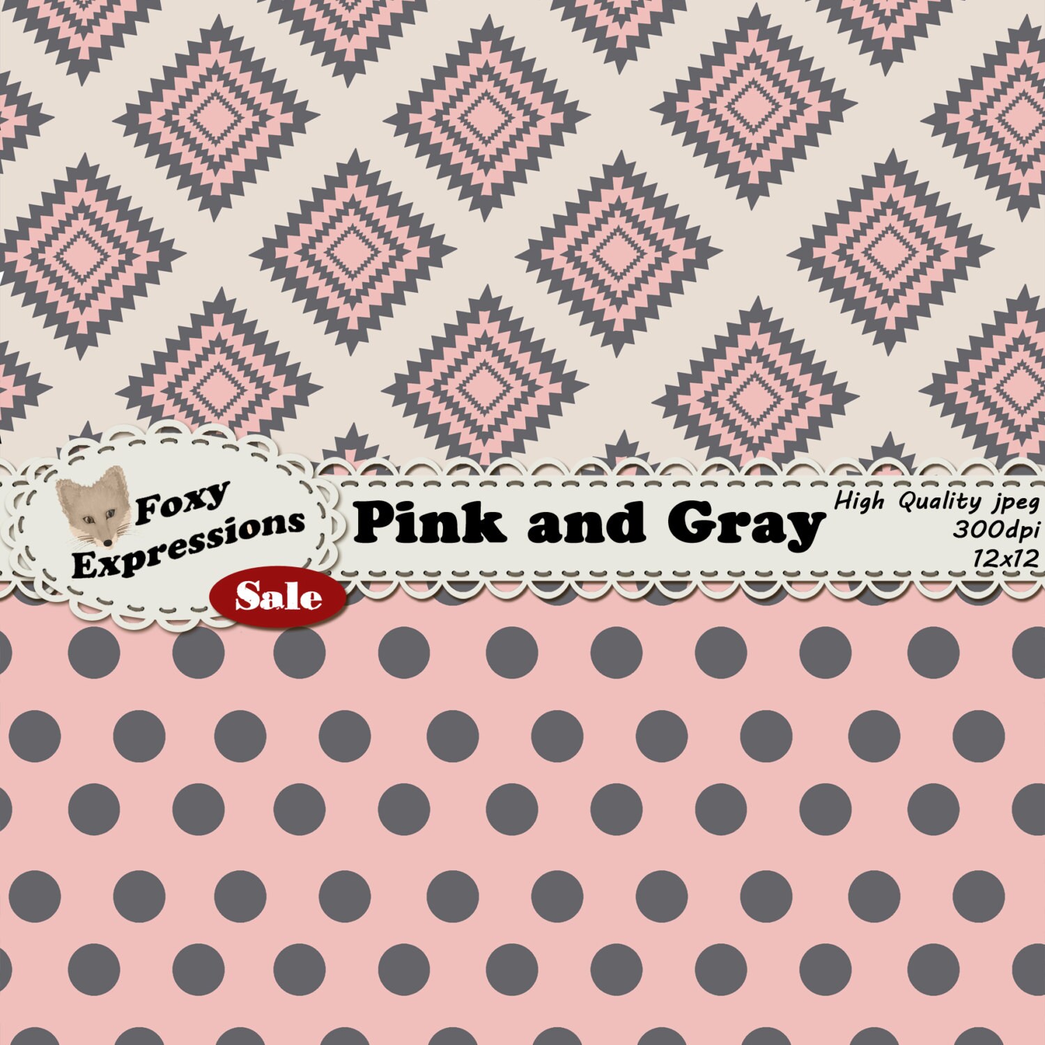 Pink and Gray Digital Paper Pack Comes in Chevron Checkers | Etsy