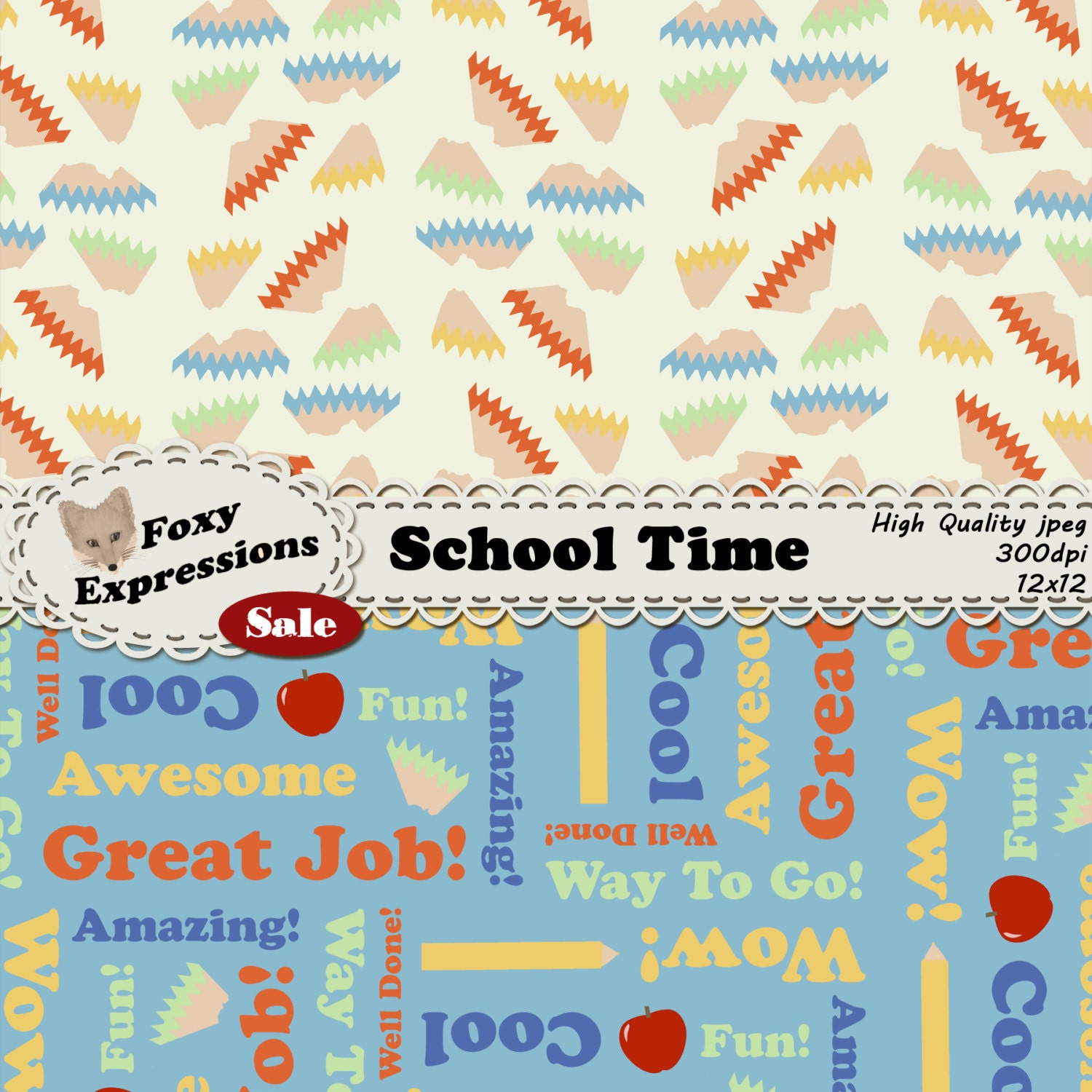 School Time Digital Paper Comes in Fun Pencil Shaving Polka Dots ...