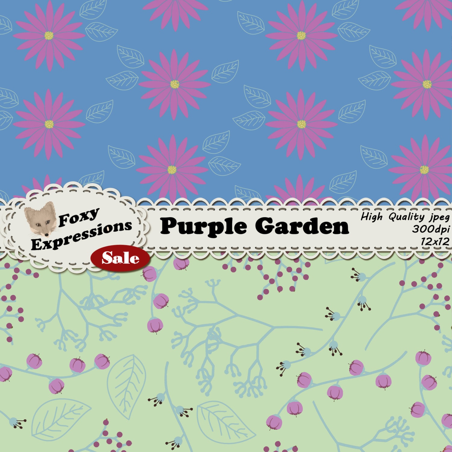 Purple Garden Digital Paper Comes in Shades of Purple Green - Etsy