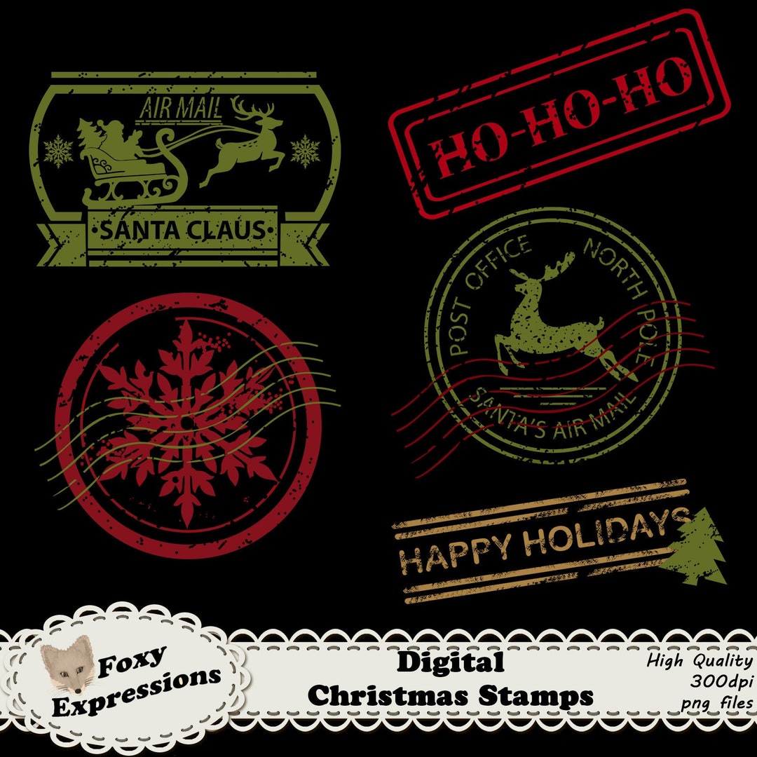 Christmas Stamps Clip Art Pack Comes With 14 Pieces. Includes ...