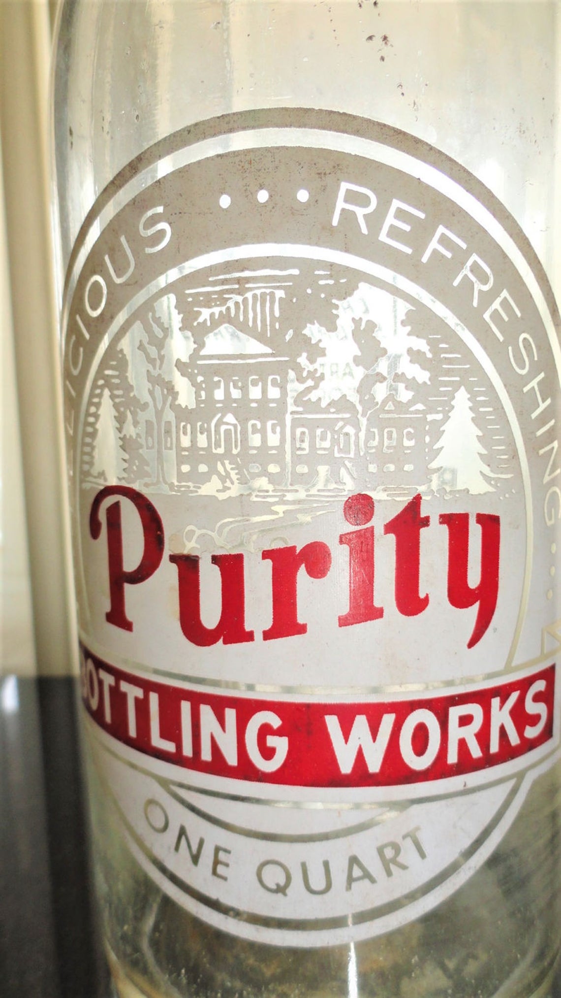 Vintage Retro PBW Purity Bottling Works One Quart 32 Fluid Ounces Clear ...