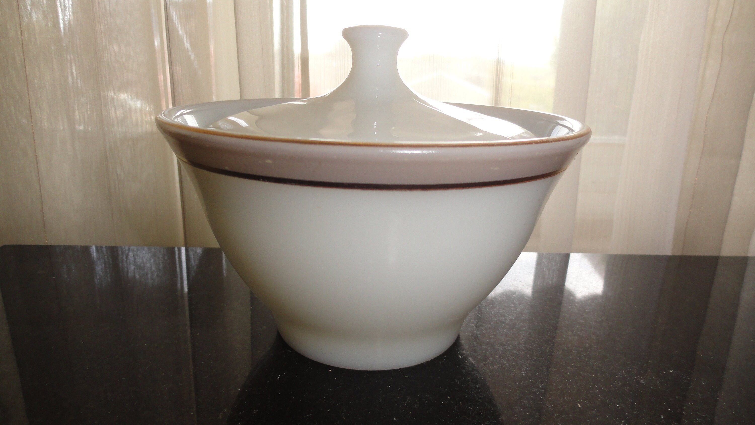 Art Deco Pyrex Corning Regency Made in U.S.A. Gray and Gold Banded ...