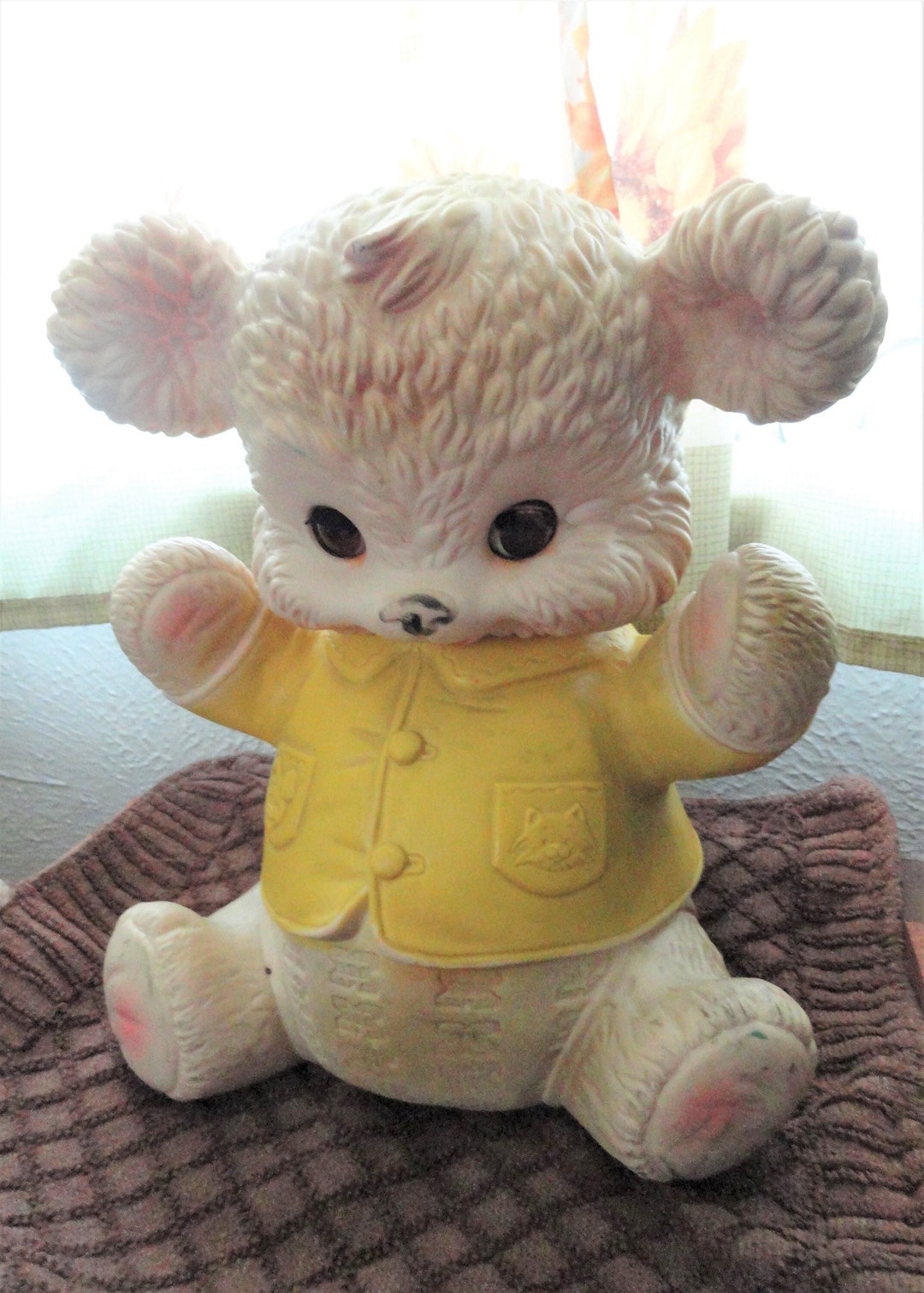 Mid Century 1962 Edward Mobley Arrow Rubber Squeaker Bear W Sleeping