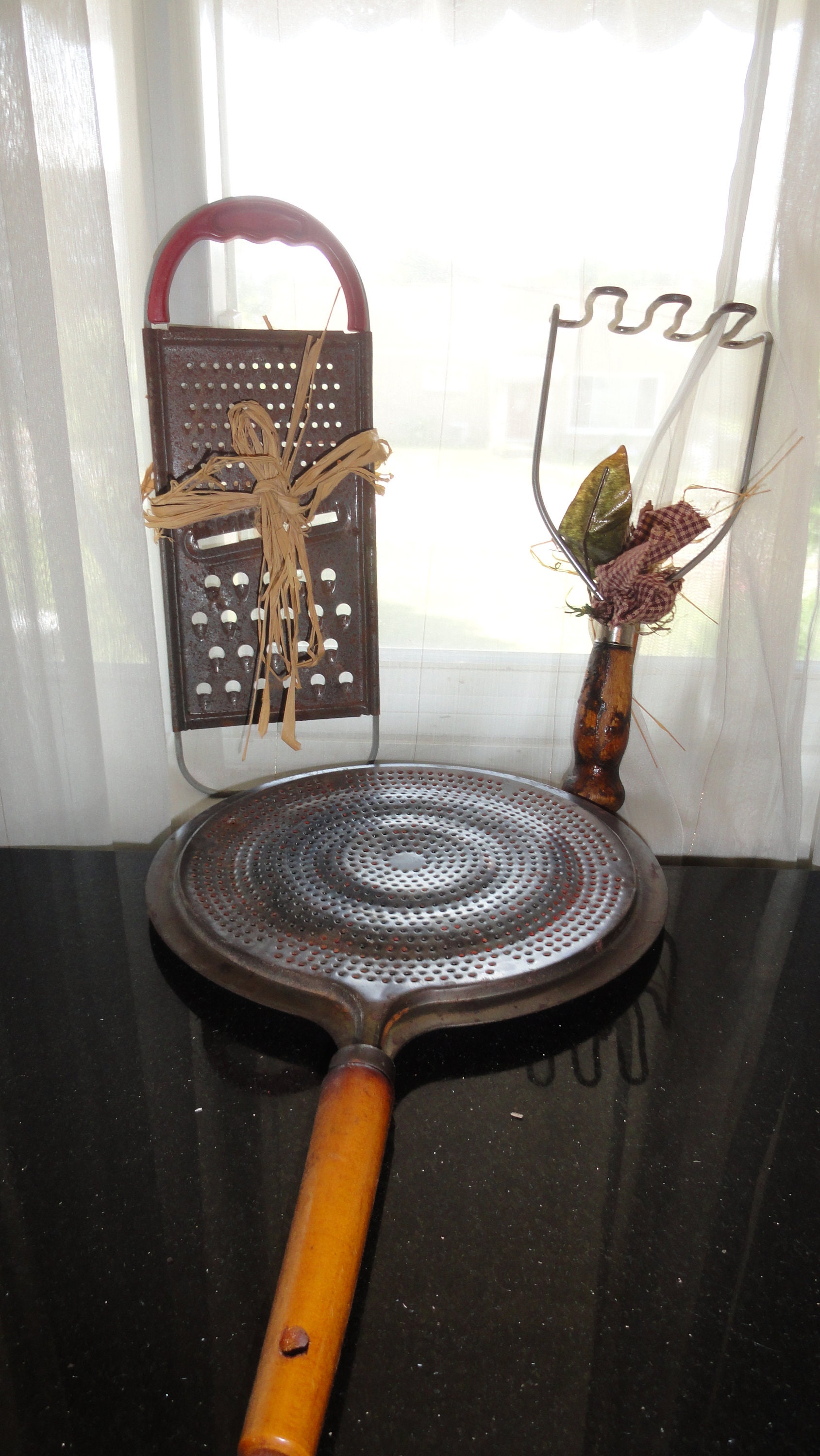 Mid Century Wooden Handle Metal Splatter Screen Grease Guard | Etsy