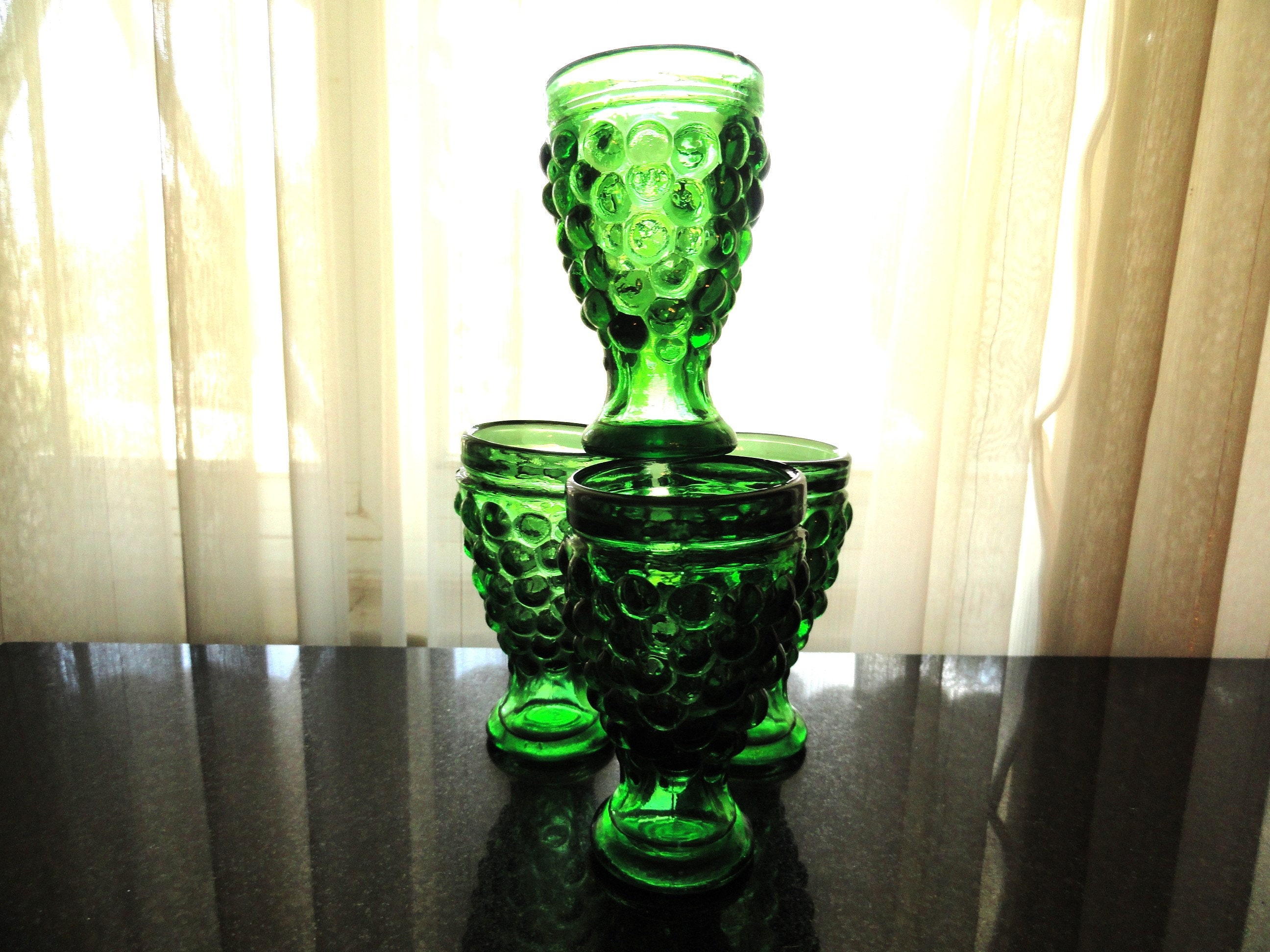Mid Century Set of 4 1960's Emerald Green Grape Bubble - Etsy