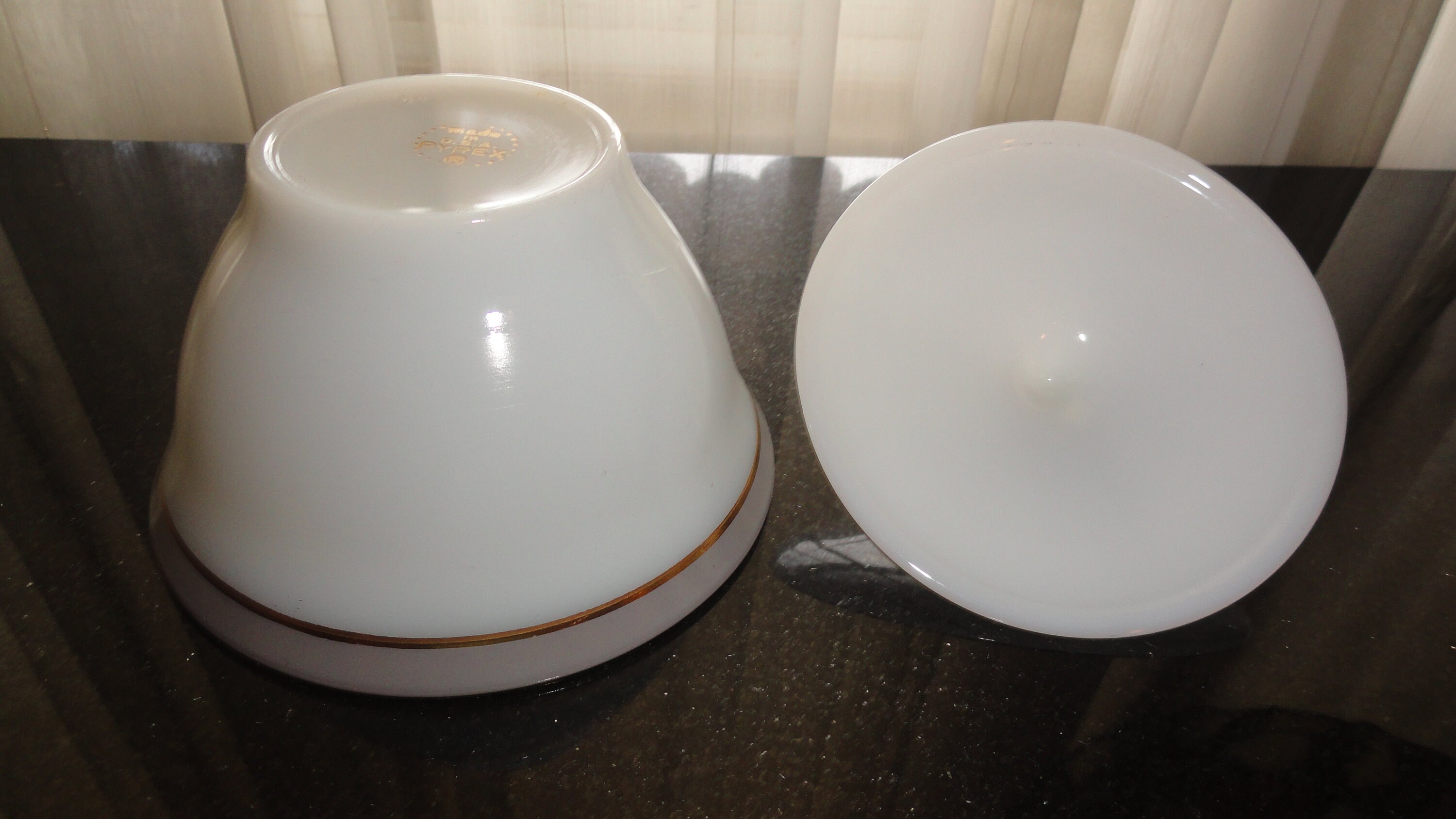 Art Deco Pyrex Corning Regency Made in U.S.A. Gray and Gold Banded ...