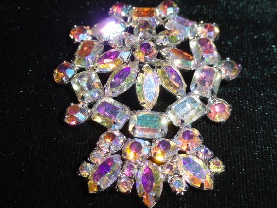 Mid Century Aurora Borealis Crystal Ferris Wheel Silv… - Gem