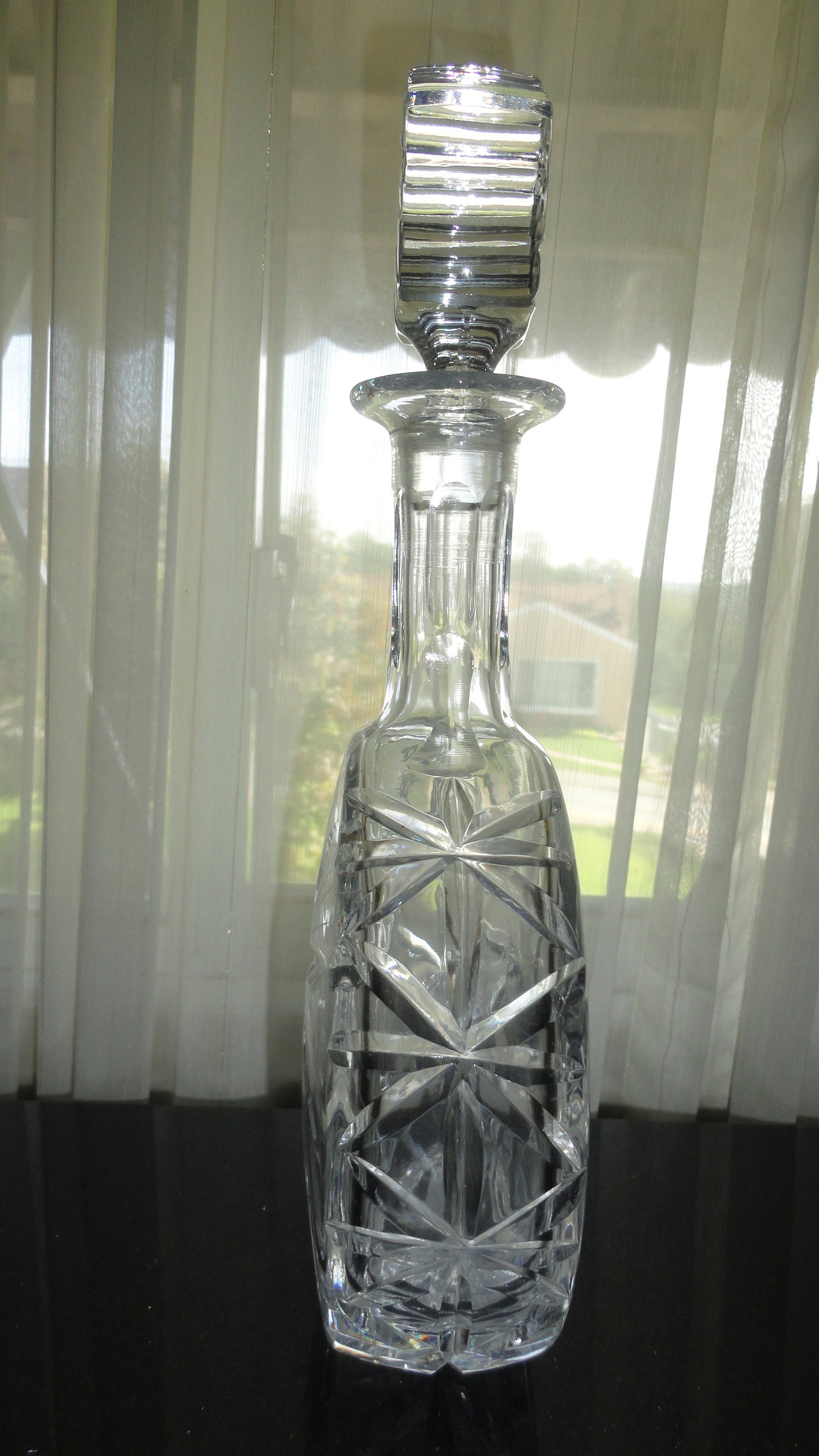 Mid Century Poland Lead Crystal Pinwheel Star of David Liquor Decanter ...