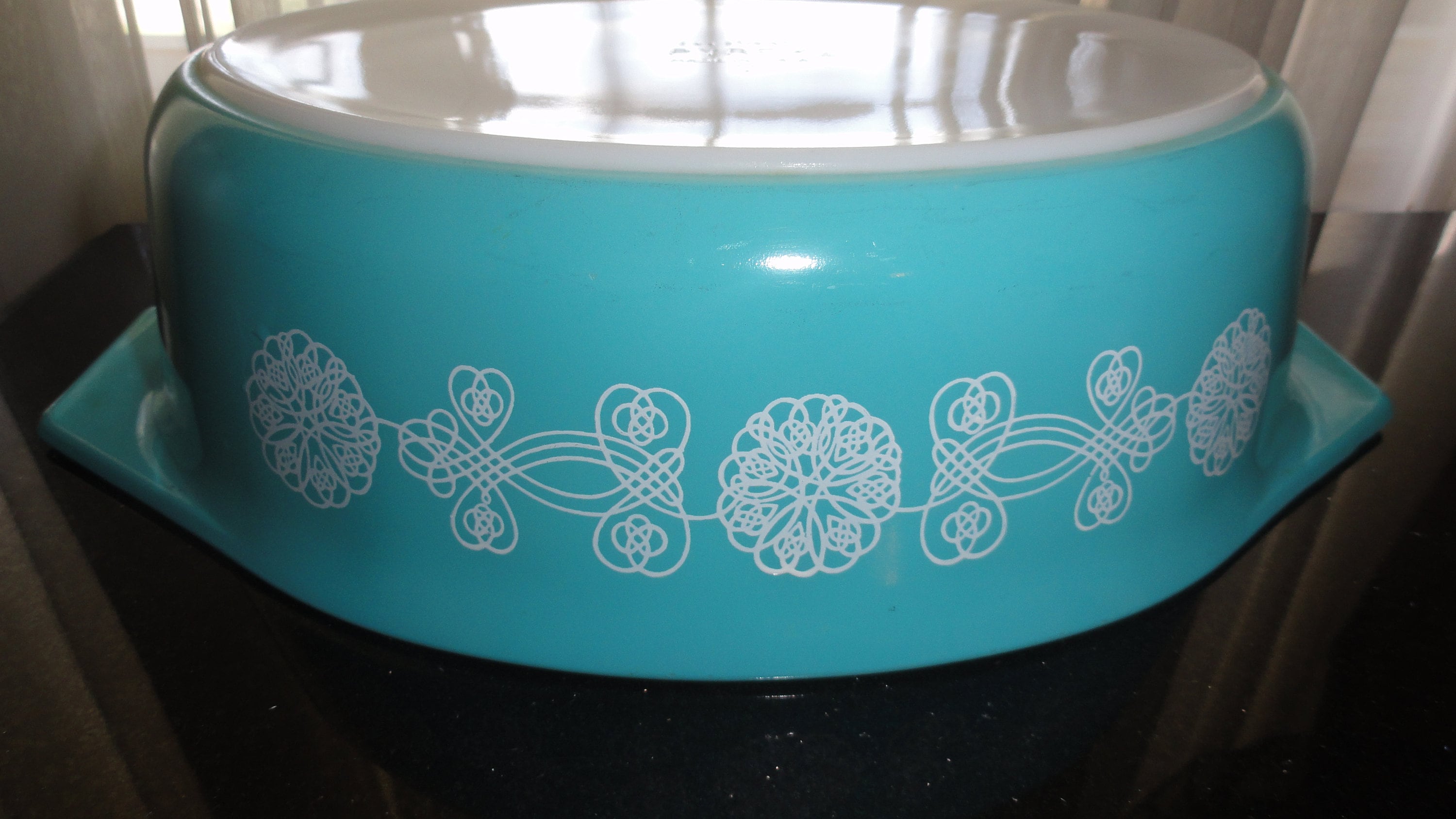 Mid Century Pyrex 045 White Lace/lace Medallions Turquoise | Etsy
