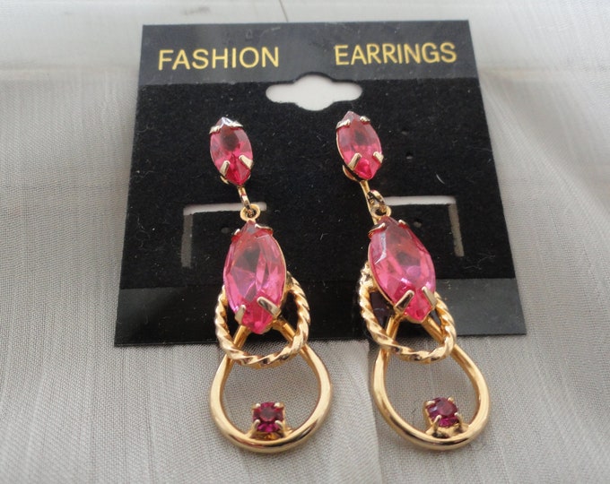 Pink Brass Dangle Earrings Gold Aztec Ram Tribal L Dangles Clip on ...