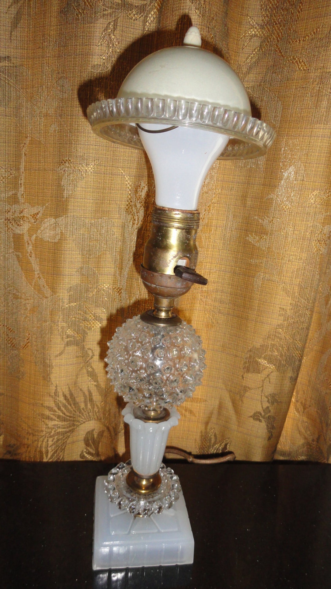 Antique 1910 P & S Paddle Switch Socket Clear Glass Hobnail Electrical ...