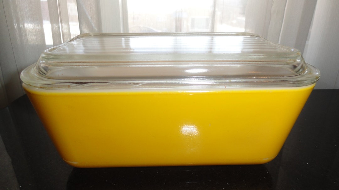 Mid Century 1950's Pyrex 0502 Lemon Yellow 1-1/2 Pint Refrigerated 502 ...