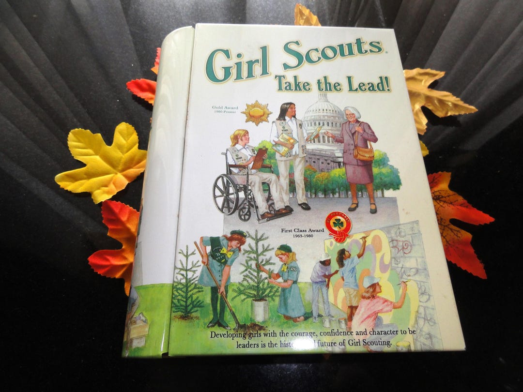 Retro 1980's Girl Scout "take the Lead" Tin Cookie Box Book or Candy ...