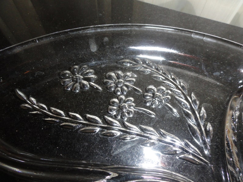Vintage Round Glass Embossed Floral Design Five Compartment - Etsy