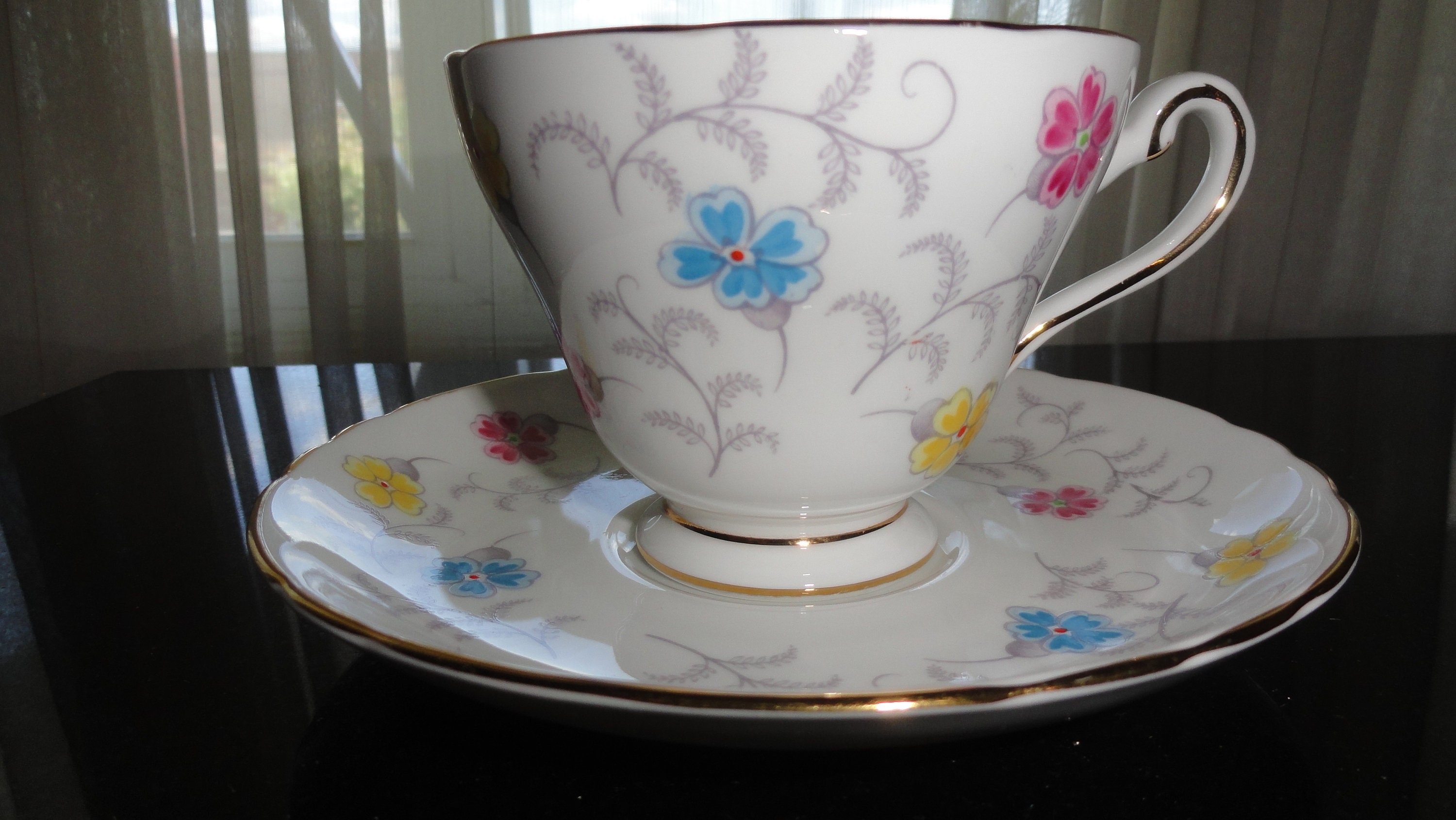 Mid Century Hand Painted Tuscan Fine English Bone China Made - Etsy UK