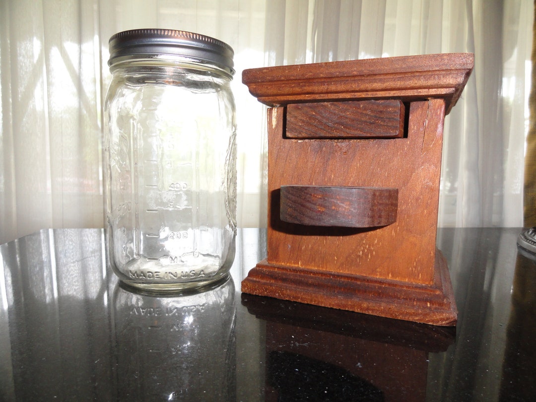 Vintage Handcrafted Wooden & Mason Jar Glass Candy/nut Dispenser - Etsy