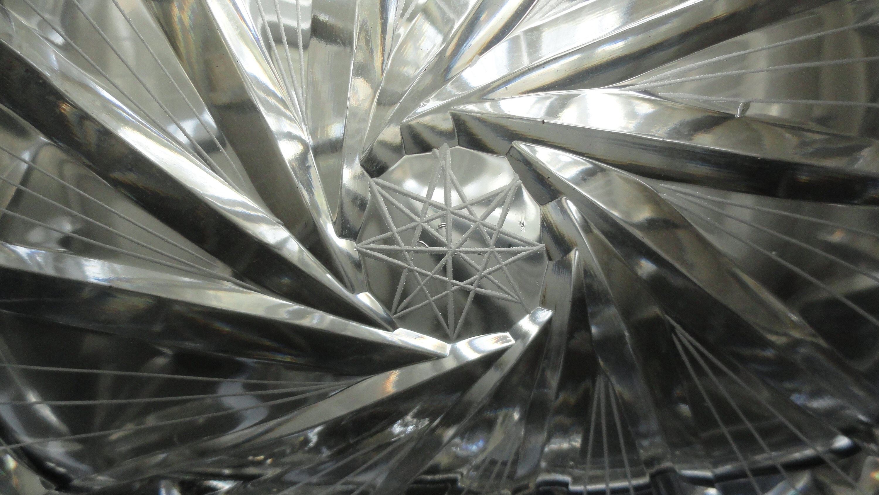 Mid Century Poland Lead Crystal Pinwheel Star of David Liquor Decanter ...