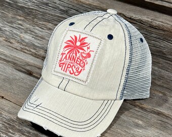 Tanned and Tipsy Hat, Party Hat, Summer Hat, River Hat, Hat With ...