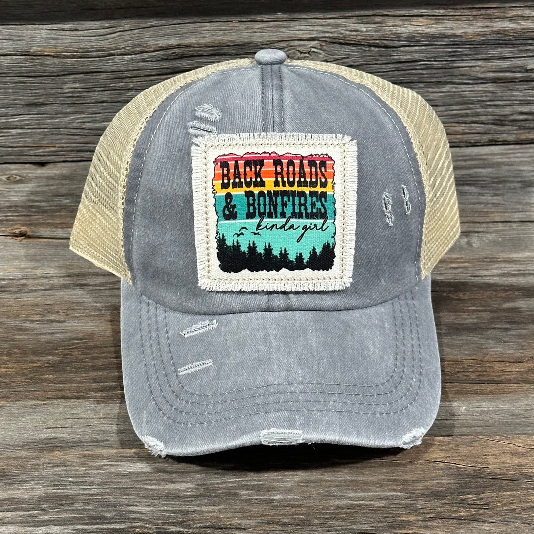 Backroads and Bonfires Crisscross Ponytail Hat - Etsy