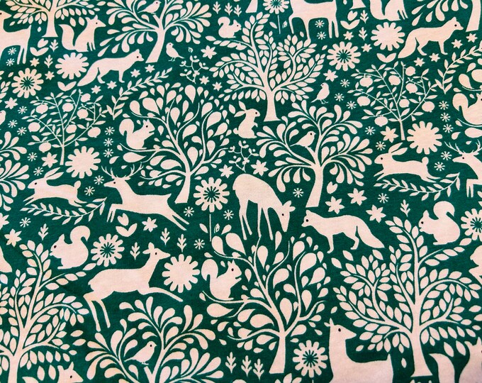 Forest Animals Knit Fabric Remnant 100% Cotton Clothing Crafts POP! - Etsy