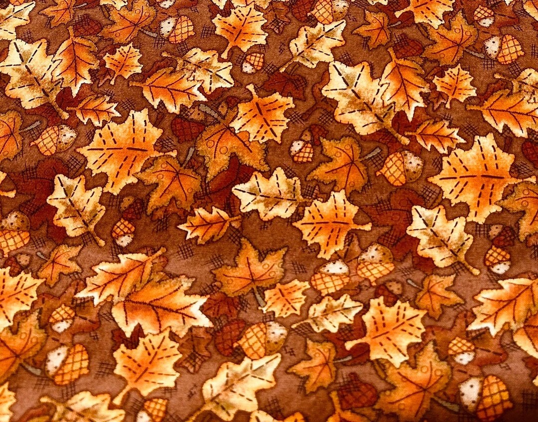 Autumn Leaves Color Fabric by the Yard 100% Cotton for Clothing Crafts ...