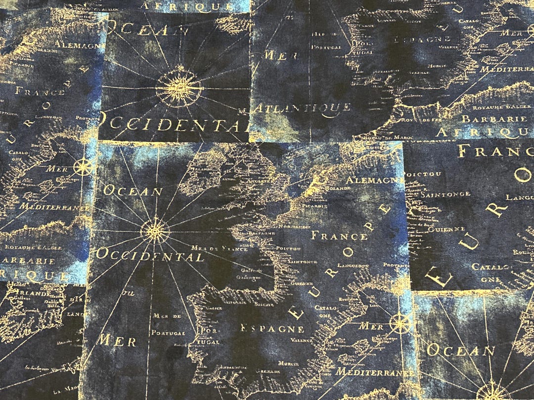 World Map Fabric by the Yard 100% Cotton for Clothing, Crafts, World ...
