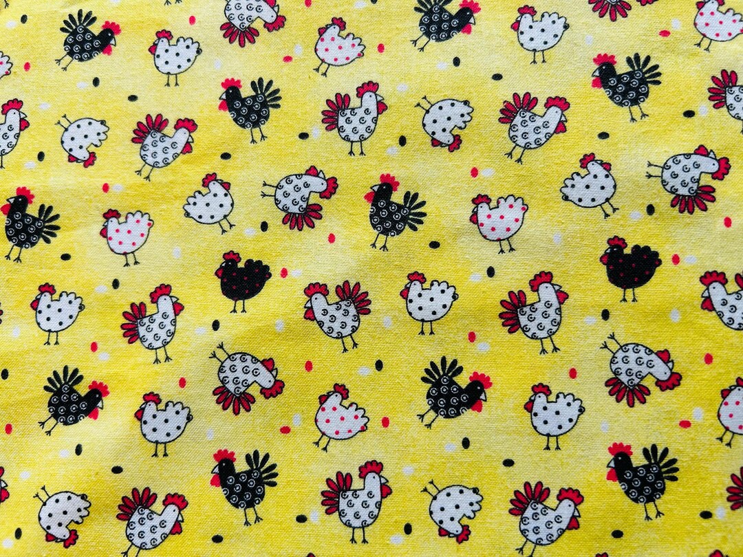 Chicken and Hens Fabric by the Yard 100% Cotton Clothing Quilting ...