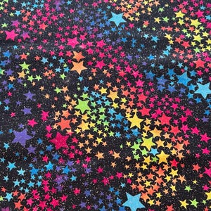 Rainbow Stars in Glitter Fabric by the Yard 100% Cotton for Clothing ...