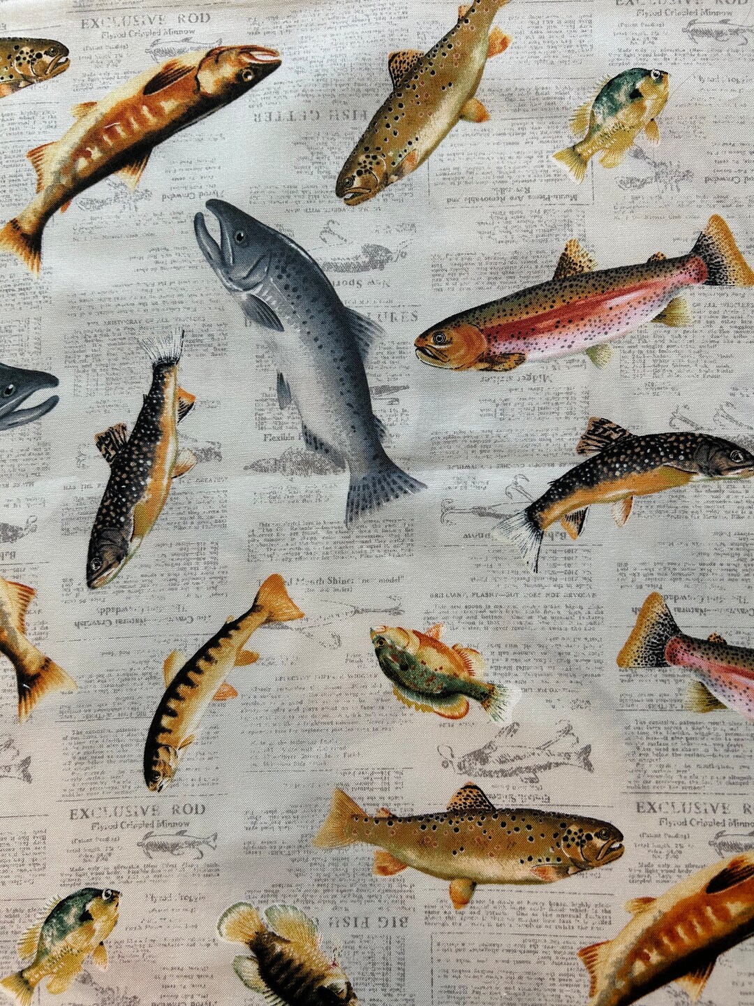 Fish on Print Fabric by the Yard 100% Cotton for Clothing, Crafts ...