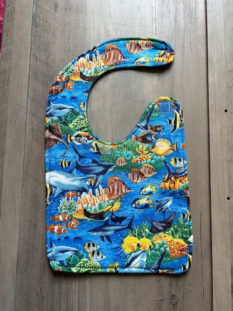 Fish Bib With Velcro Closure 100% Aquarium Ocean - Etsy