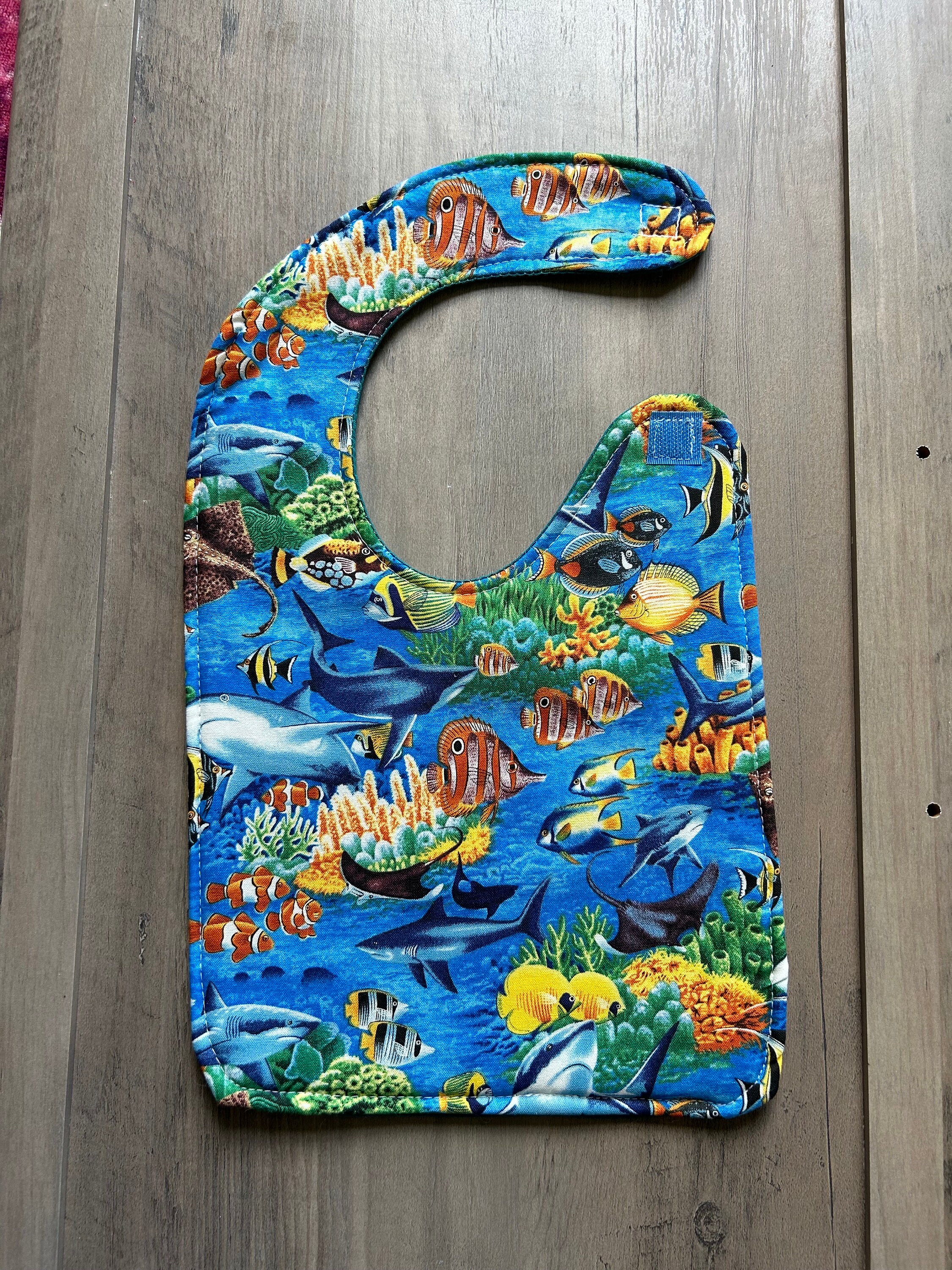 Fish Bib With Velcro Closure 100% Aquarium Ocean - Etsy