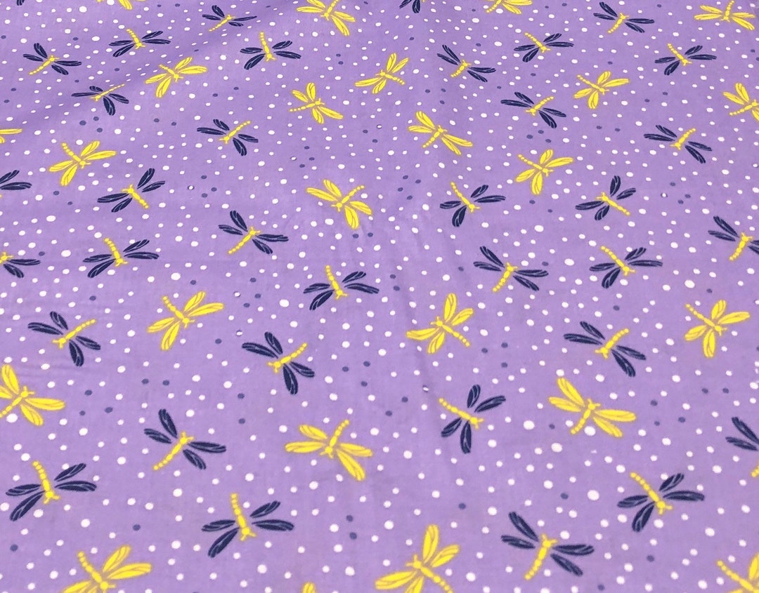 Dragonflies and Dots Fabric by the Yard 100% Cotton Clothing Crafts ...
