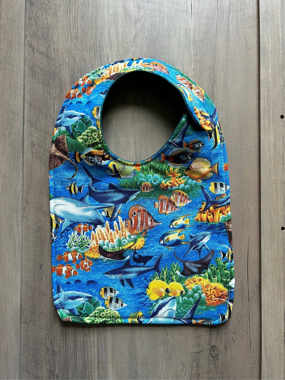 Fish Bib With Velcro Closure 100% Aquarium Ocean - Etsy