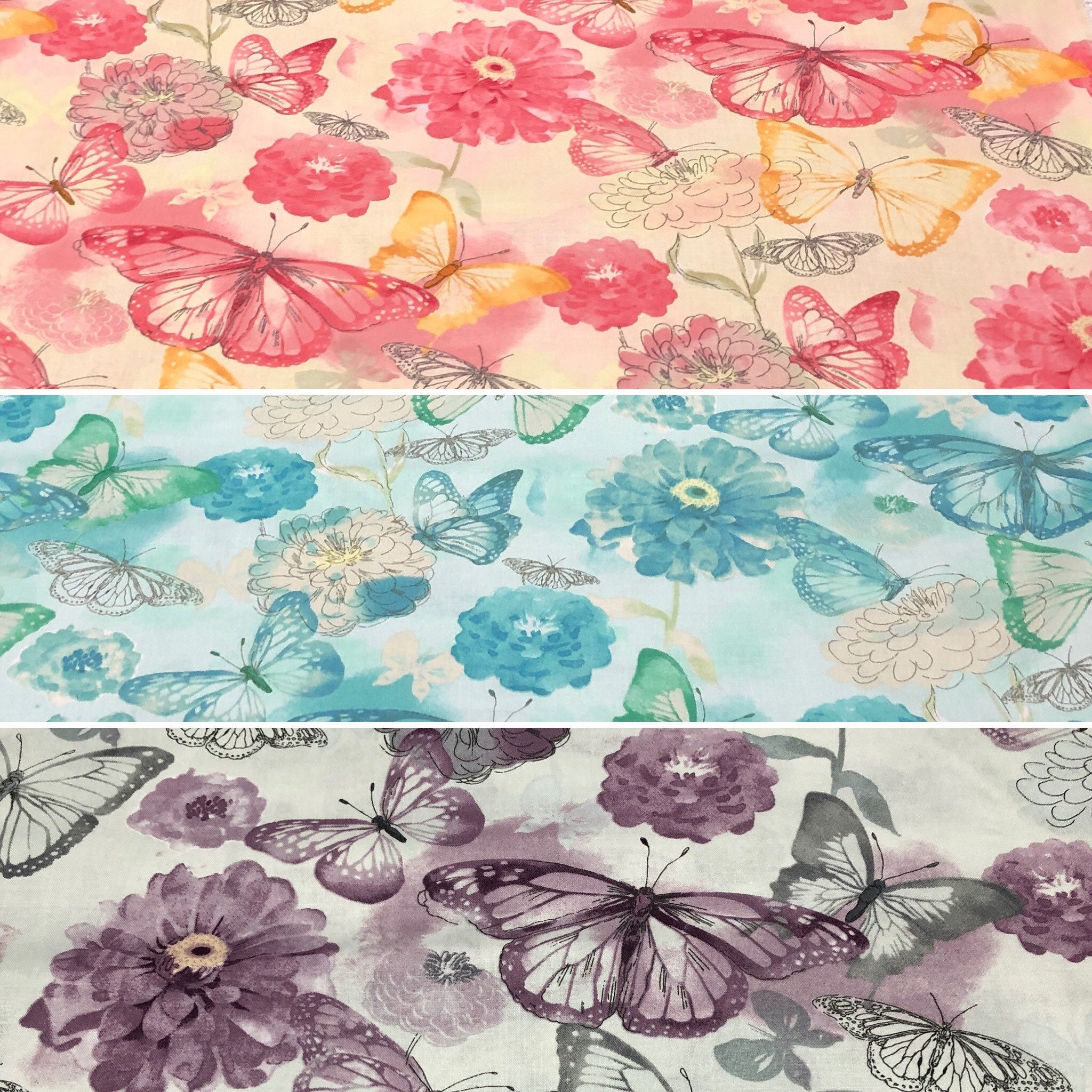 Butterfly fabric by the yard 100% Cotton Quilting Crafts 1/4 | Etsy