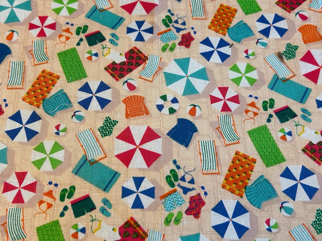Beach Umbrella Fabric by the Yard 100% Cotton for Clothing Crafts ...