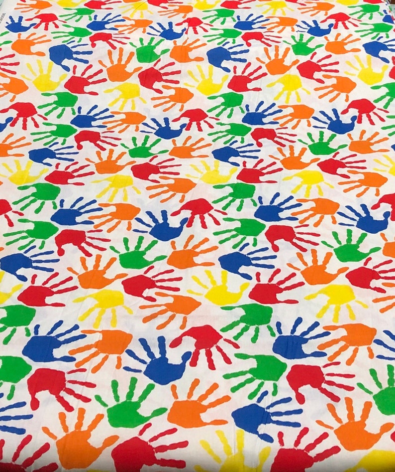Handprint Fabric by the yard 100% Cotton for Clothing Crafts | Etsy