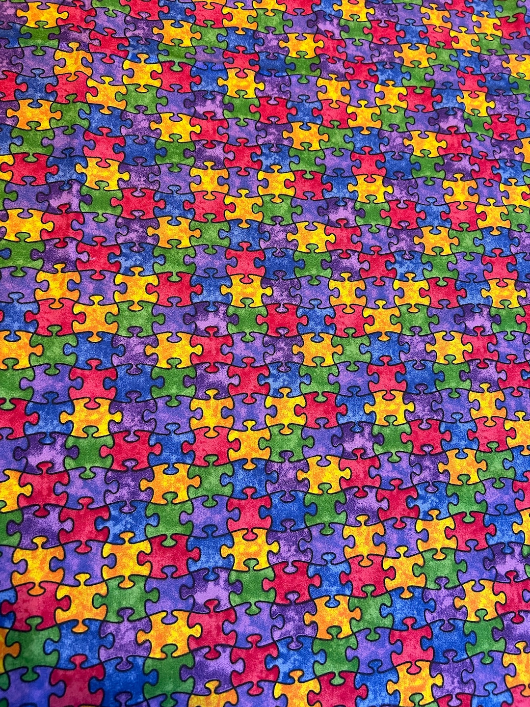 Puzzle Piece Fabric by the Yard 100% Cotton for Clothing Crafts ...