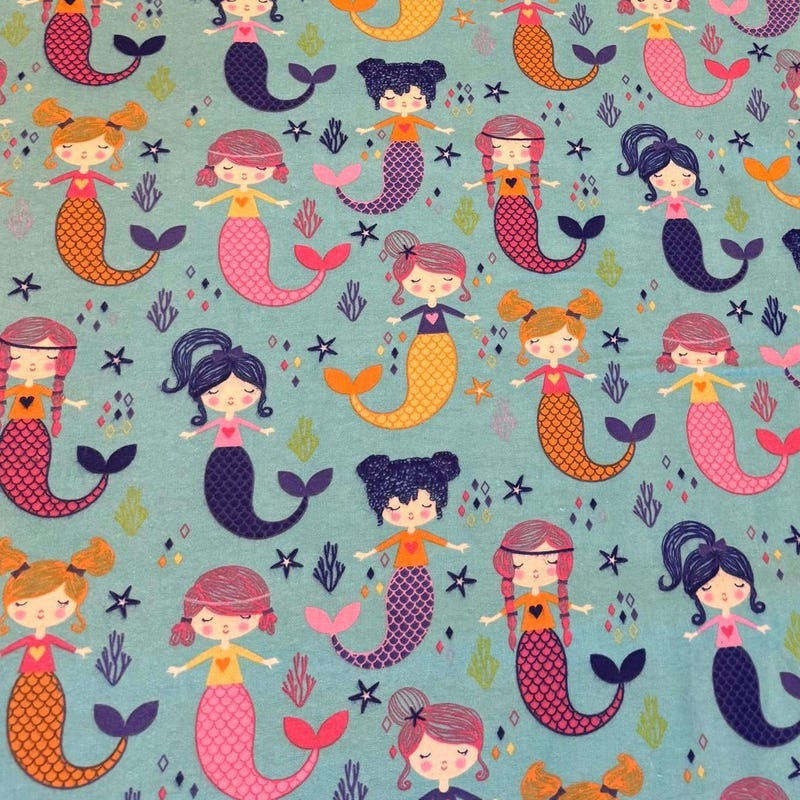 Flannel Mermaid Fabric - Etsy
