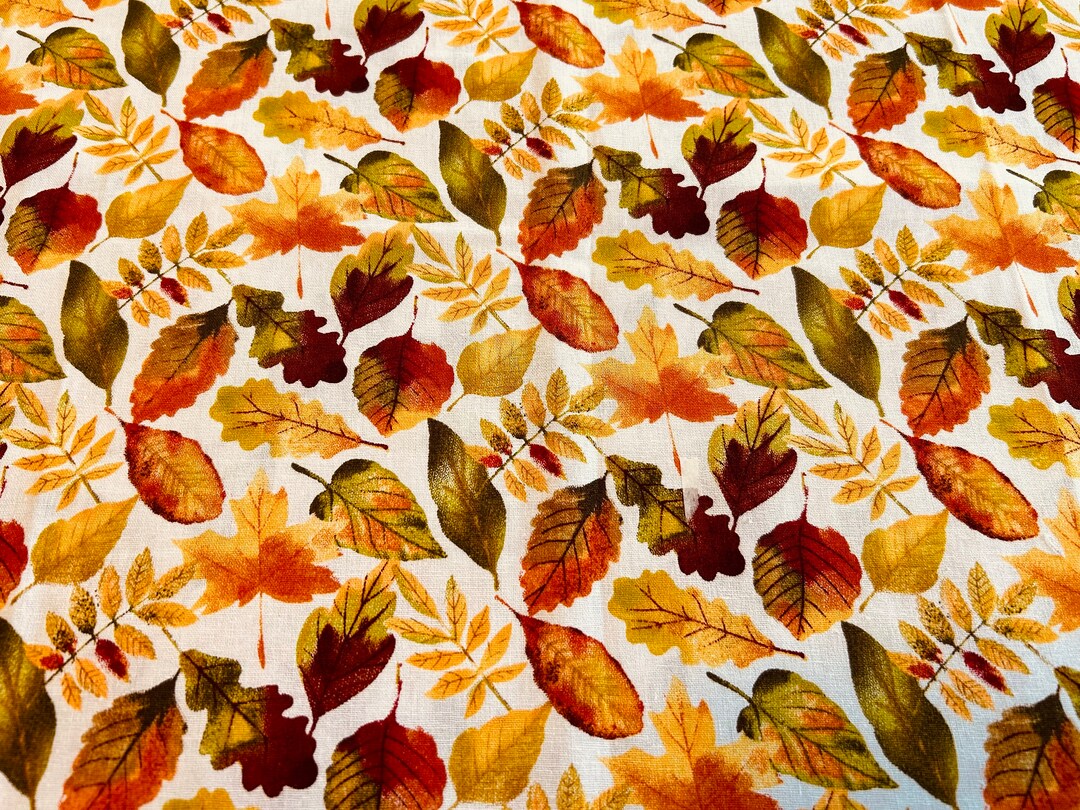 Autumn Leaves Color Fabric by the Yard 100% Cotton for Clothing Crafts ...