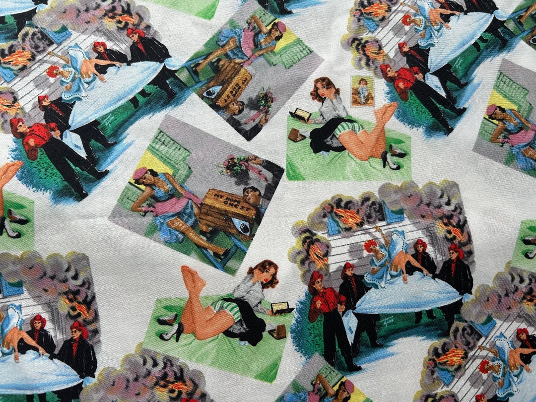 Springmaid Poster Ladies Fabric by the Yard 100% Cotton Pin-up Girls ...