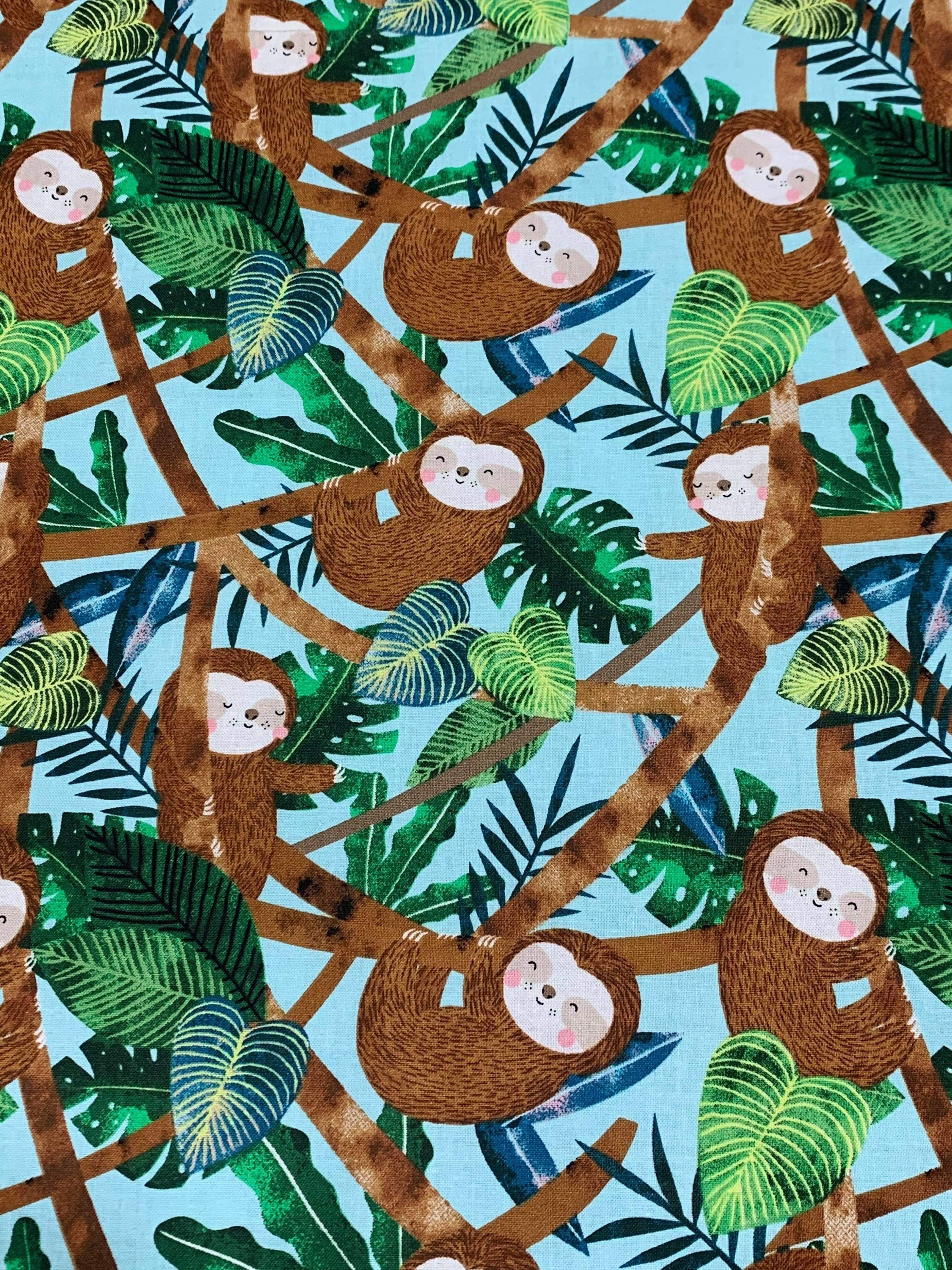 Sloth fabric 100% Cotton Fat Quarters for Quilting crafts | Etsy