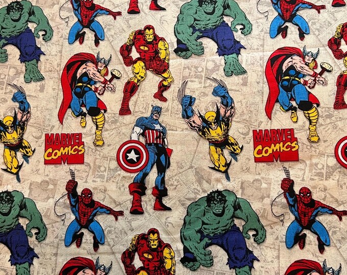 Avengers Comic Heroes Fabric by the Yard Fabric 100% Cotton Thor Hulk ...