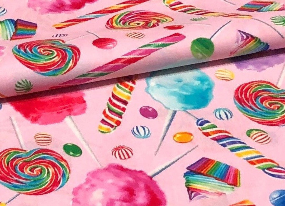 Candy Fabric fat quarter 100% Cotton Clothing Quilting cat ice cream ...