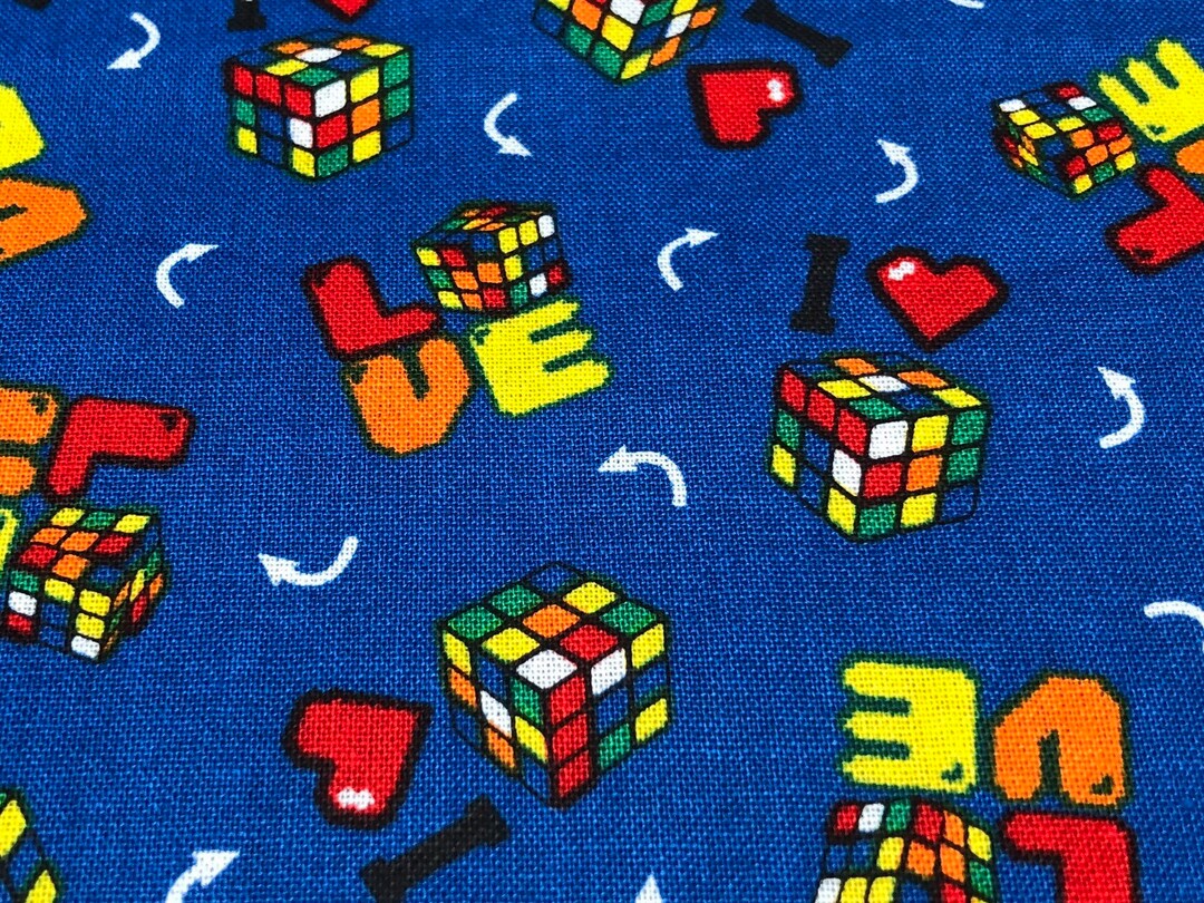 Rubix Cube Fabric Fat Quarter 100% Cotton Quilting Crafts 80s 1980s ...