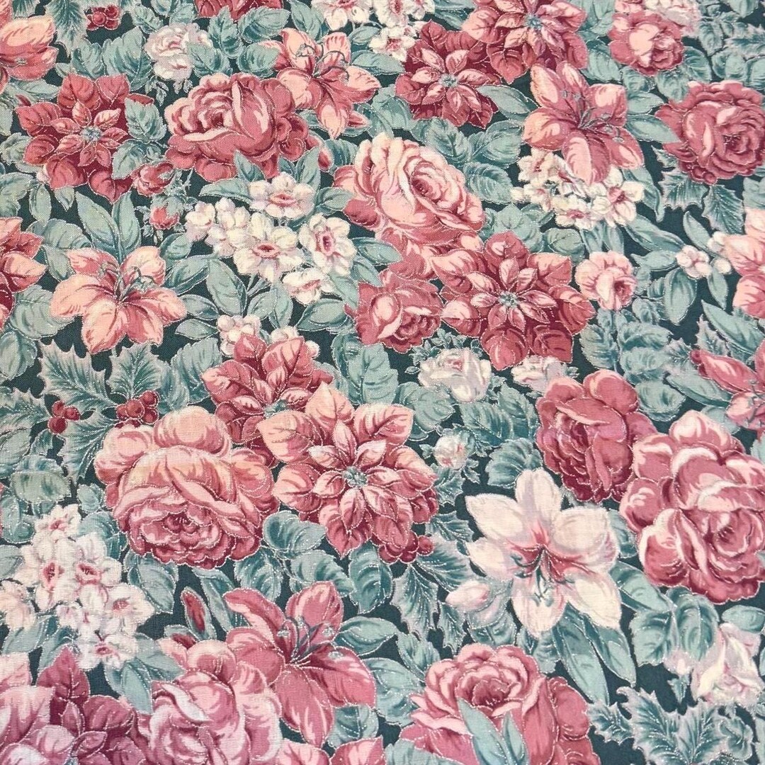 Vintage Cranston Metallic Silver Florals by the Yard 100% Cotton - Etsy
