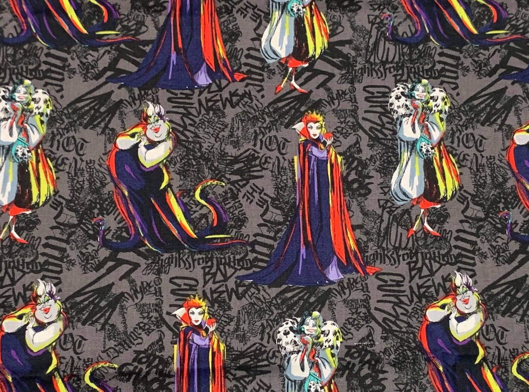 Disney Villain Fabric by the Yard 100% Cotton Clothing Crafts Quilts ...