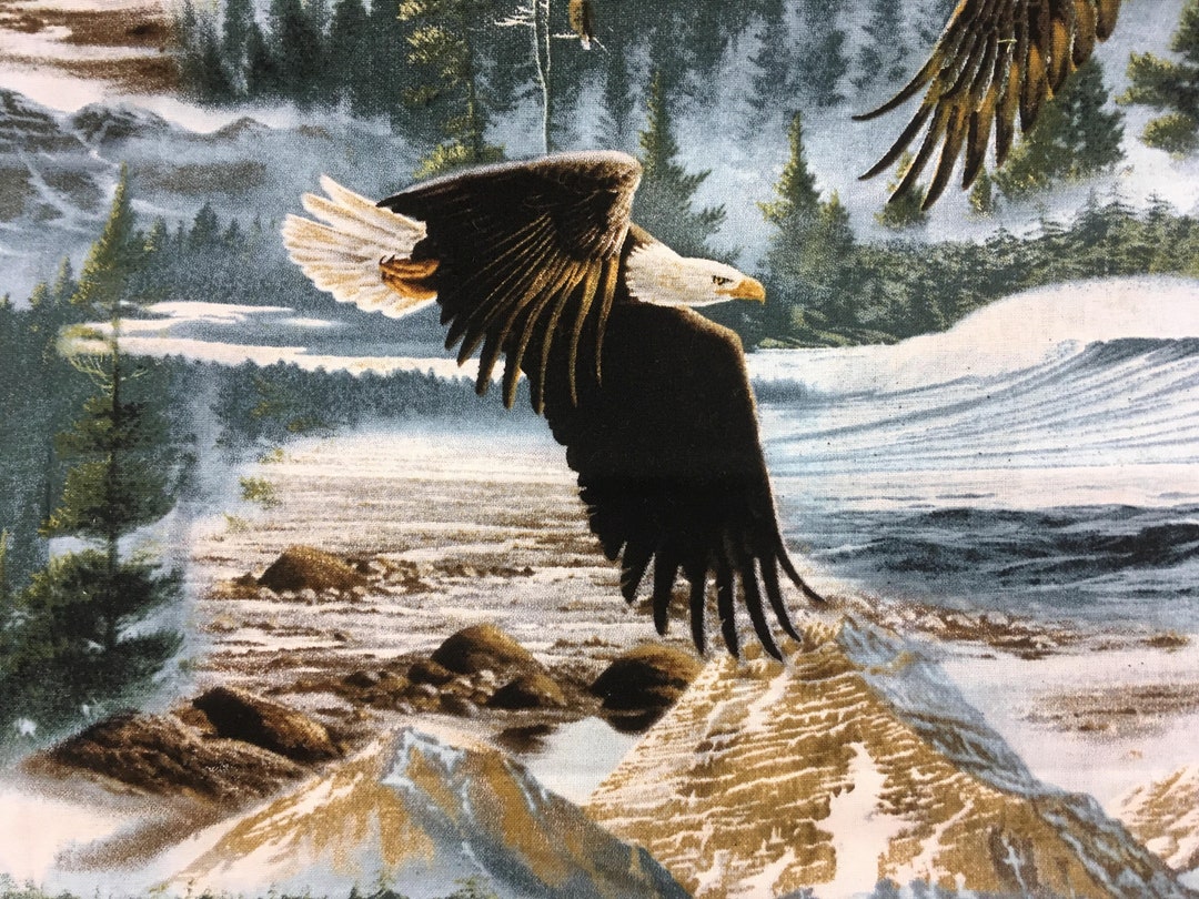Eagle Fabric by the Yard 100% Cotton for Clothing Crafts Quilting Birds ...