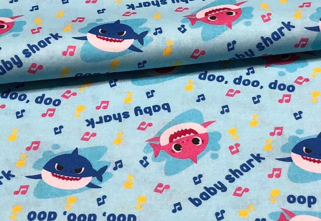 Baby Shark Fabric 100% Cotton for Clothing, Crafts, Quilting Daddy ...