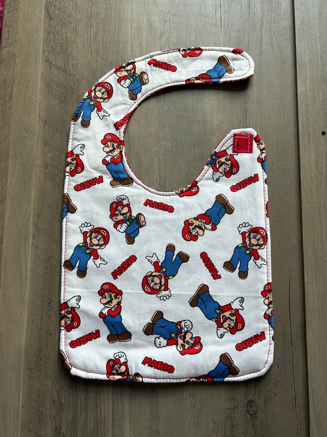 Super Mario Bib With Velcro Closure 100% Video Game Nintendo - Etsy